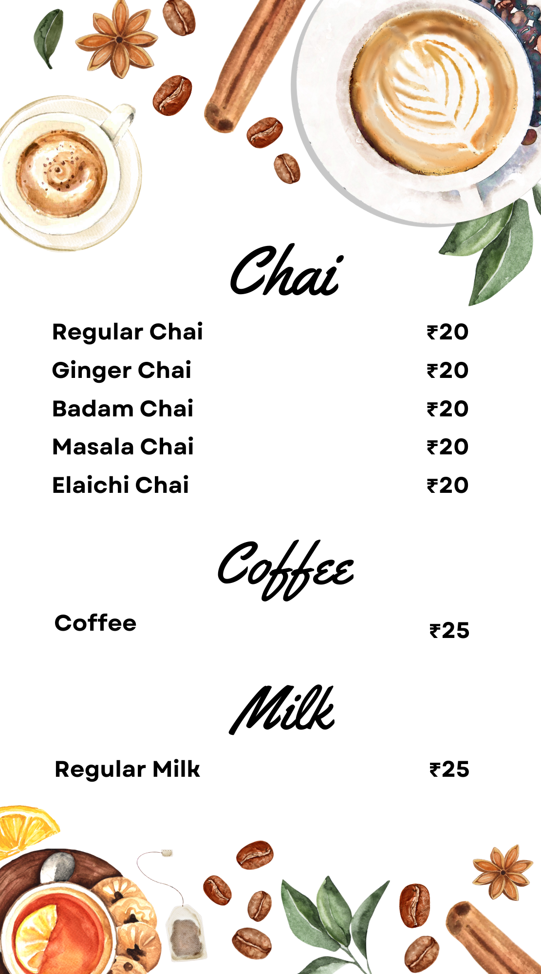Menu | Chai Kaburlu